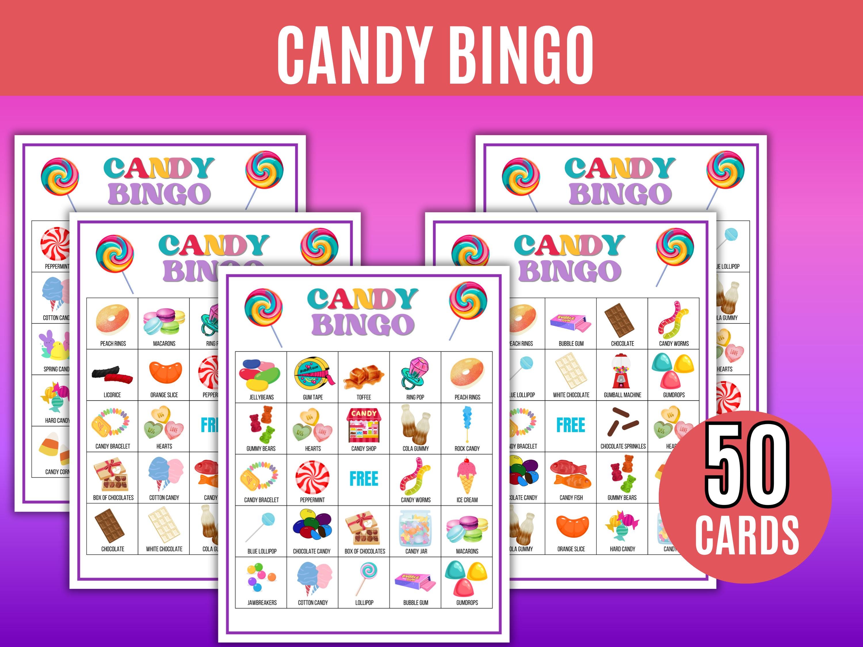 Candy Bingo Printable, 50 Candy Bingo Cards, Sweet Treats Bingo, Candy ...