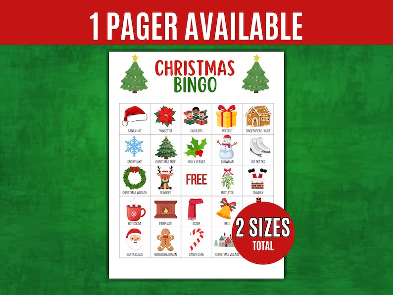 Printable Christmas Bingo Game – 50 Christmas Bingo Festive Family ...