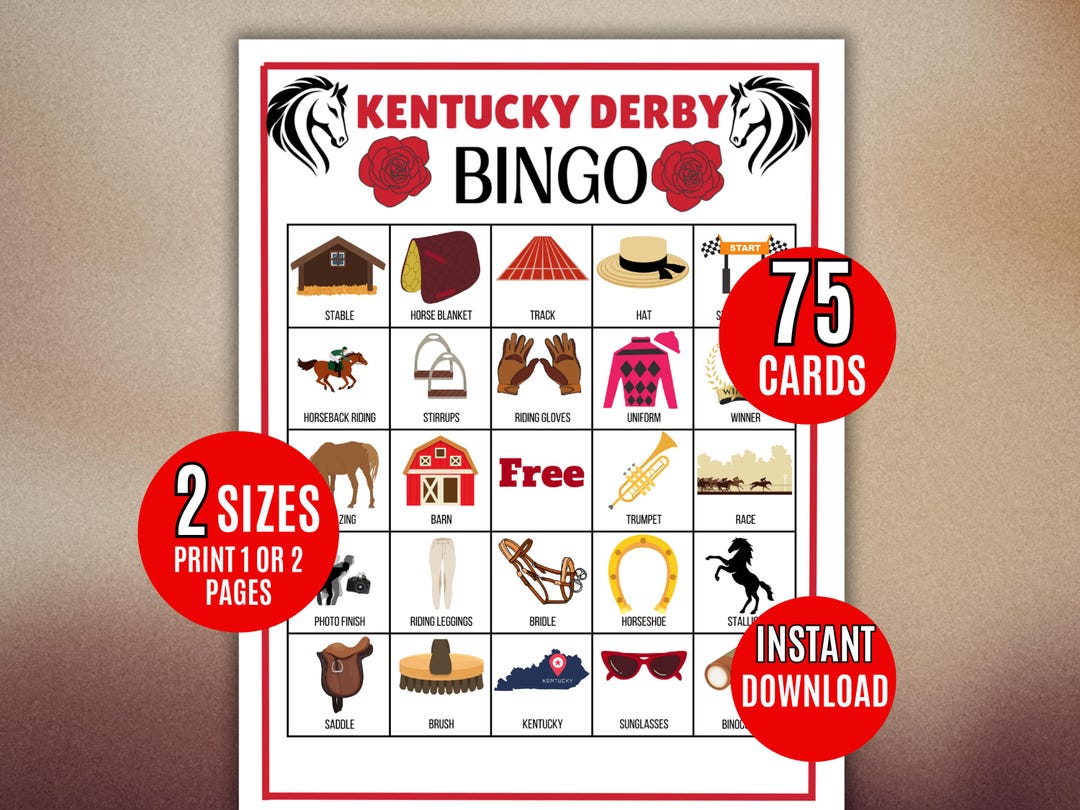 Kentucky Derby Bingo, 75 Printable Kentucky Derby Cards, Kentucky Derby ...