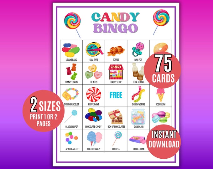 Candyland Bingo - Printable Game - 30 Sheets - Etsy Canada