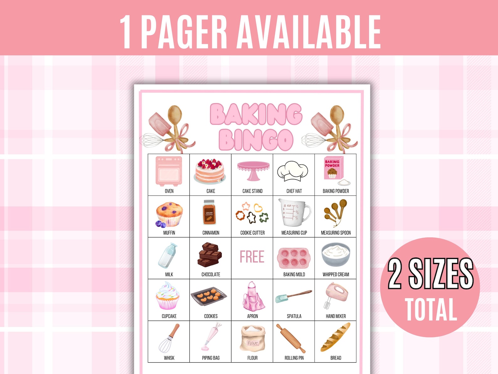 Baking Bingo, 75 Printable Baking Bingo Cards, Kids Printable, Baking ...