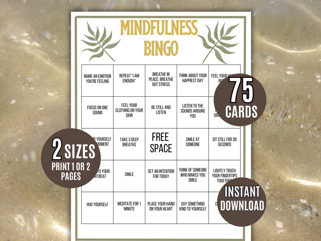 Mindfulness and Wellness Bingo, 75 Counseling Activity, Mindfulness ...