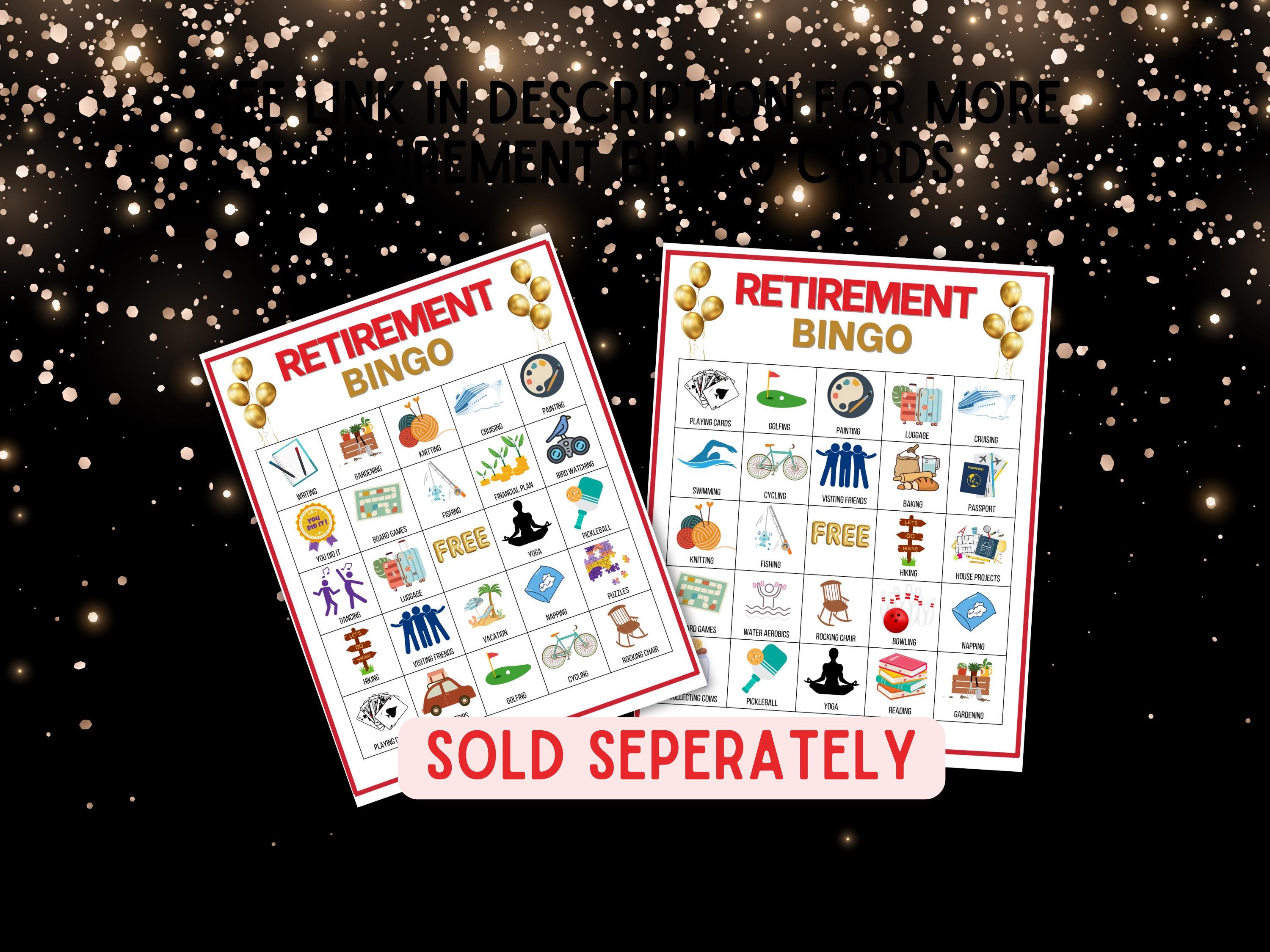 Retirement Bingo, 75 Retirement Celebration Bingo Cards, Retirement ...
