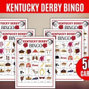 Kentucky Derby Bingo, 50 Printable Kentucky Derby Cards, Kentucky Derby ...