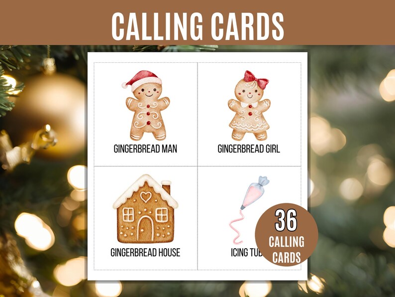 Gingerbread Bingo Game, 50 Printable Bingo Cards, Christmas Activity ...