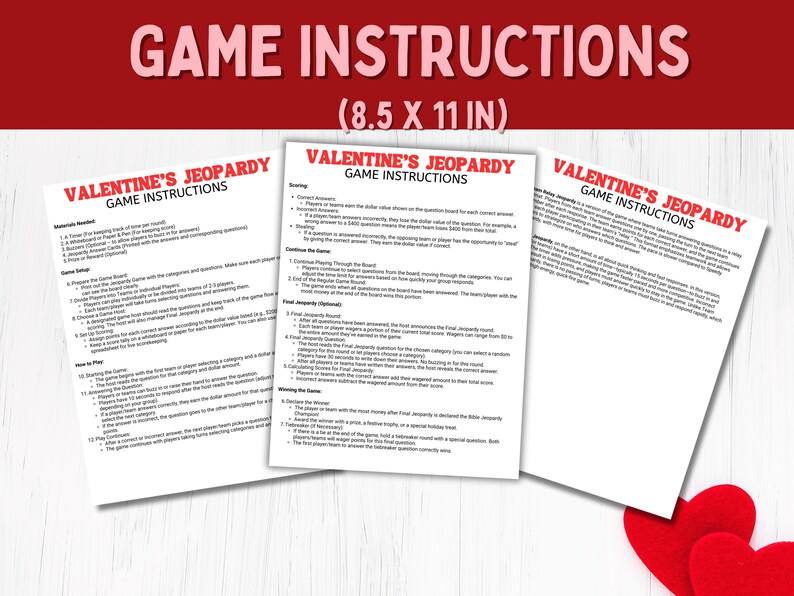 Valentine's Jeopardy Game, Printable Valentine Trivia, Valentine's ...