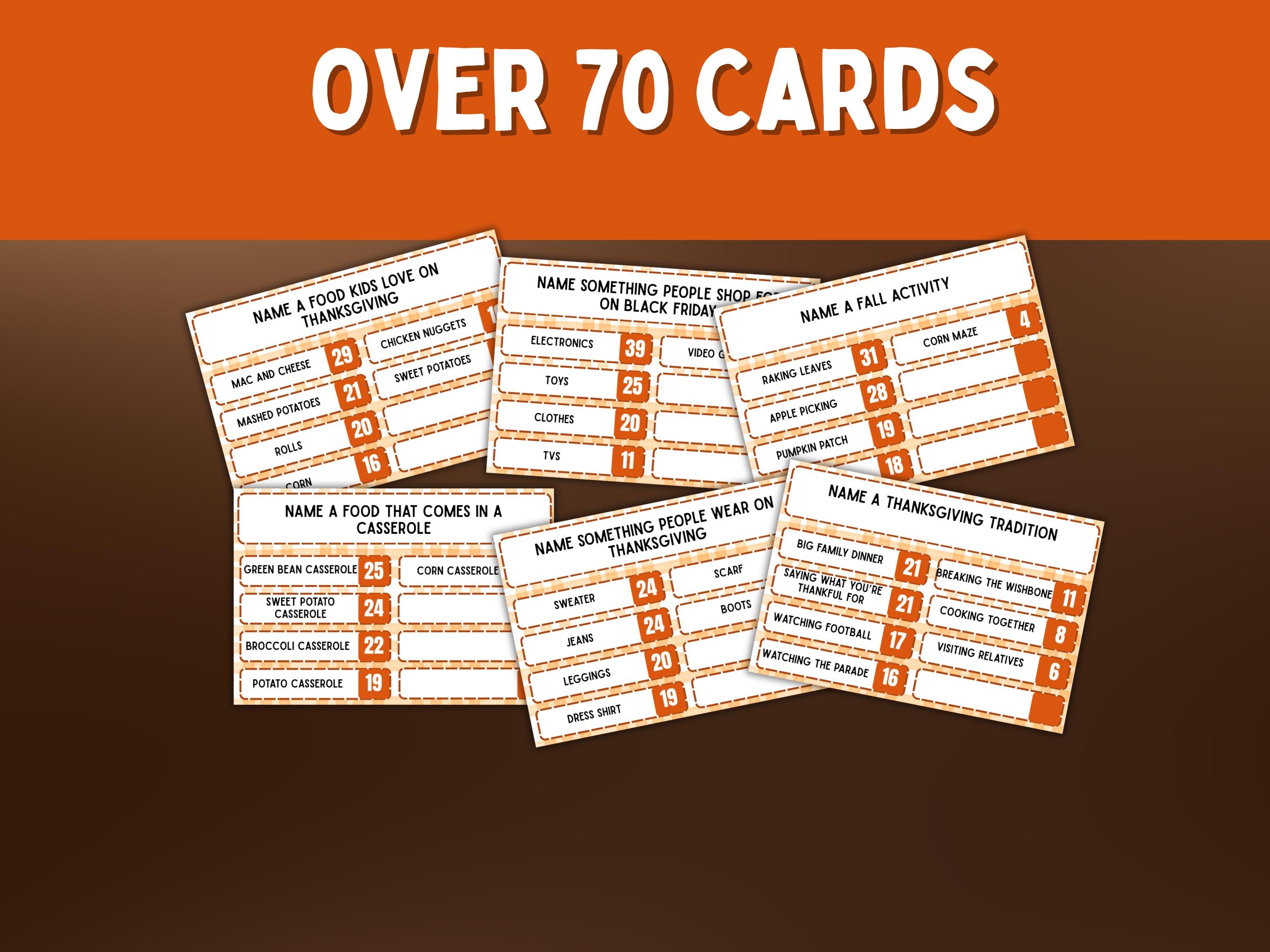 Thanksgiving Friendly Feud Game, Fall Family Feud Printable, Turkey Day ...