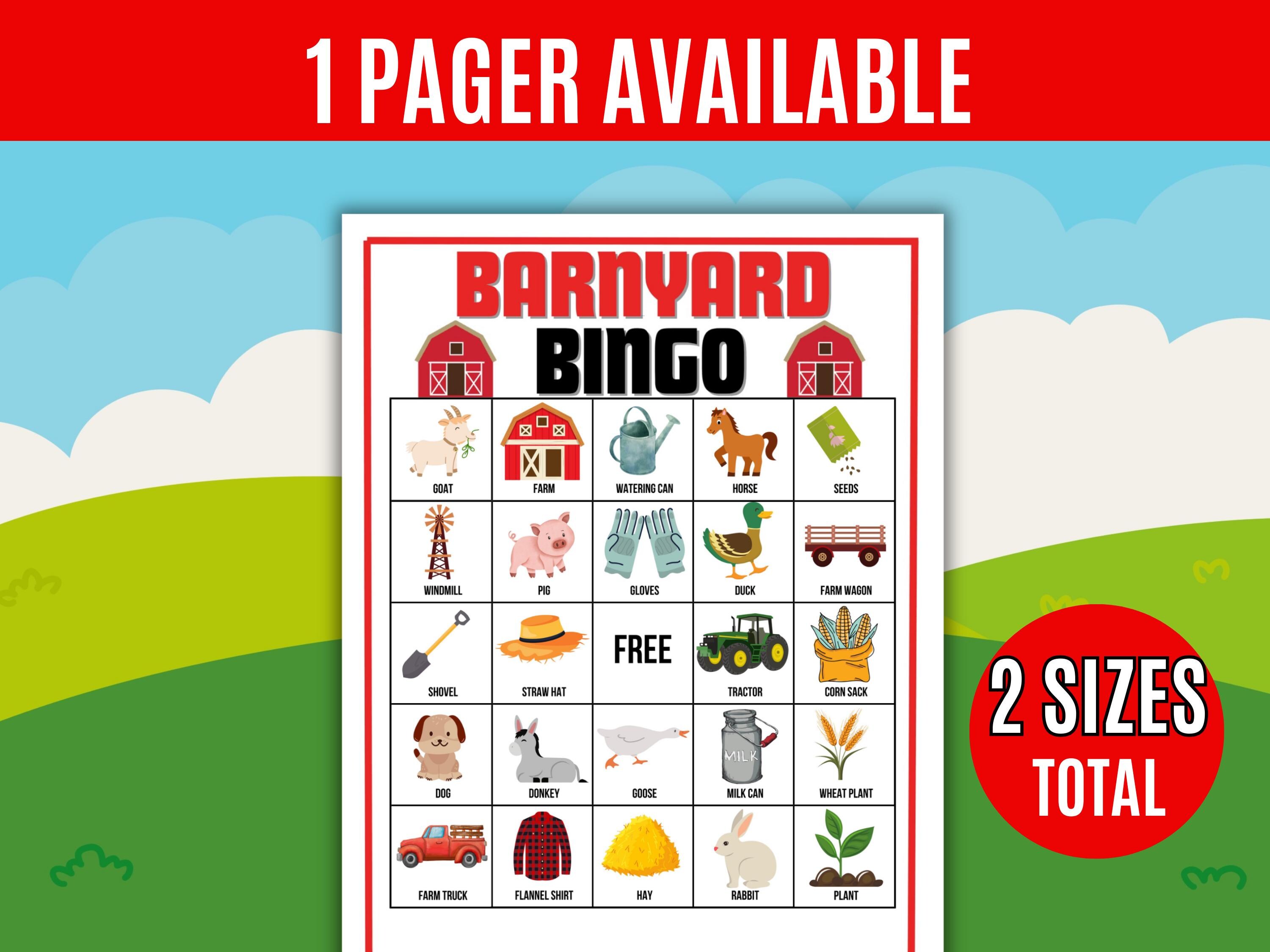 Barnyard Bingo, 50 Printable Farm Bingo Cards, Farm Bingo, Barnyard ...