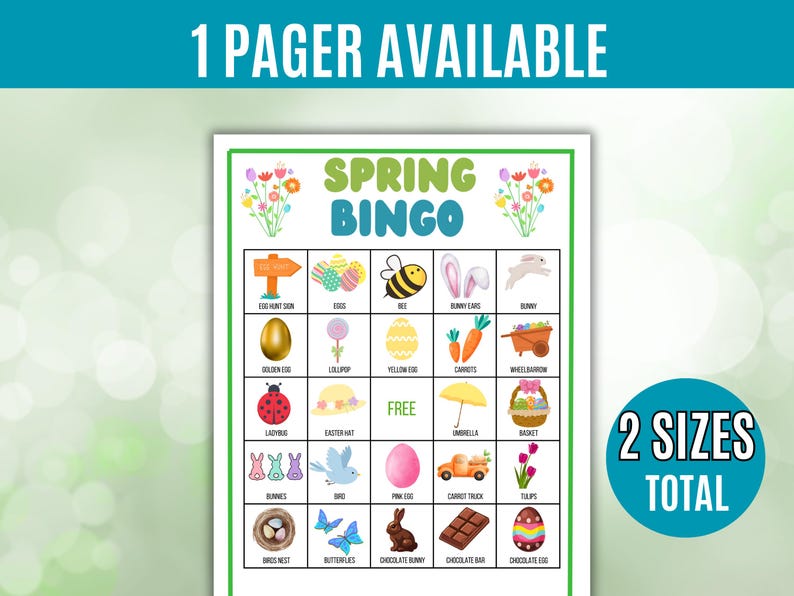 Spring Bingo, 75 Printable Spring Bingo Cards, Spring Party Game ...