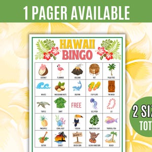 Hawaii Bingo, 75 Printable Luau Themed Bingo Cards, Luau Themed Kids ...