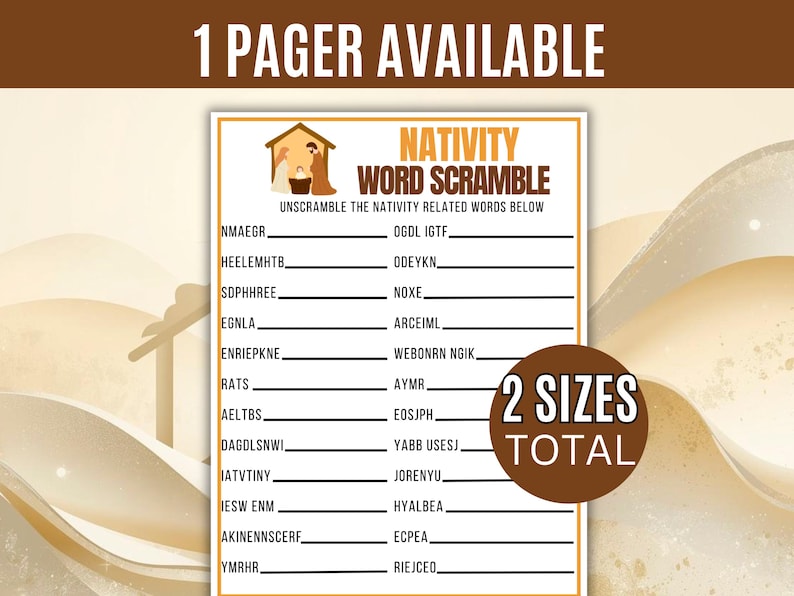 Nativity Word Scramble, Christian Printable, Fun Nativity Game ...