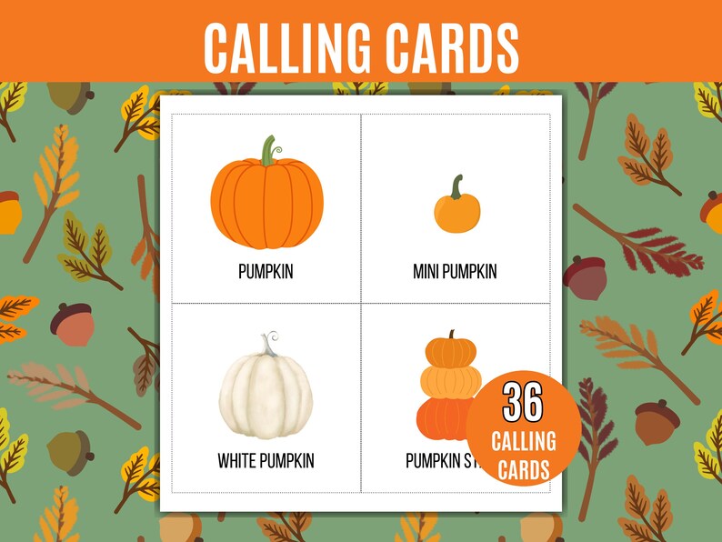 Pumpkin Patch Bingo Game: 50 Printable Fall Activity Cards - Etsy