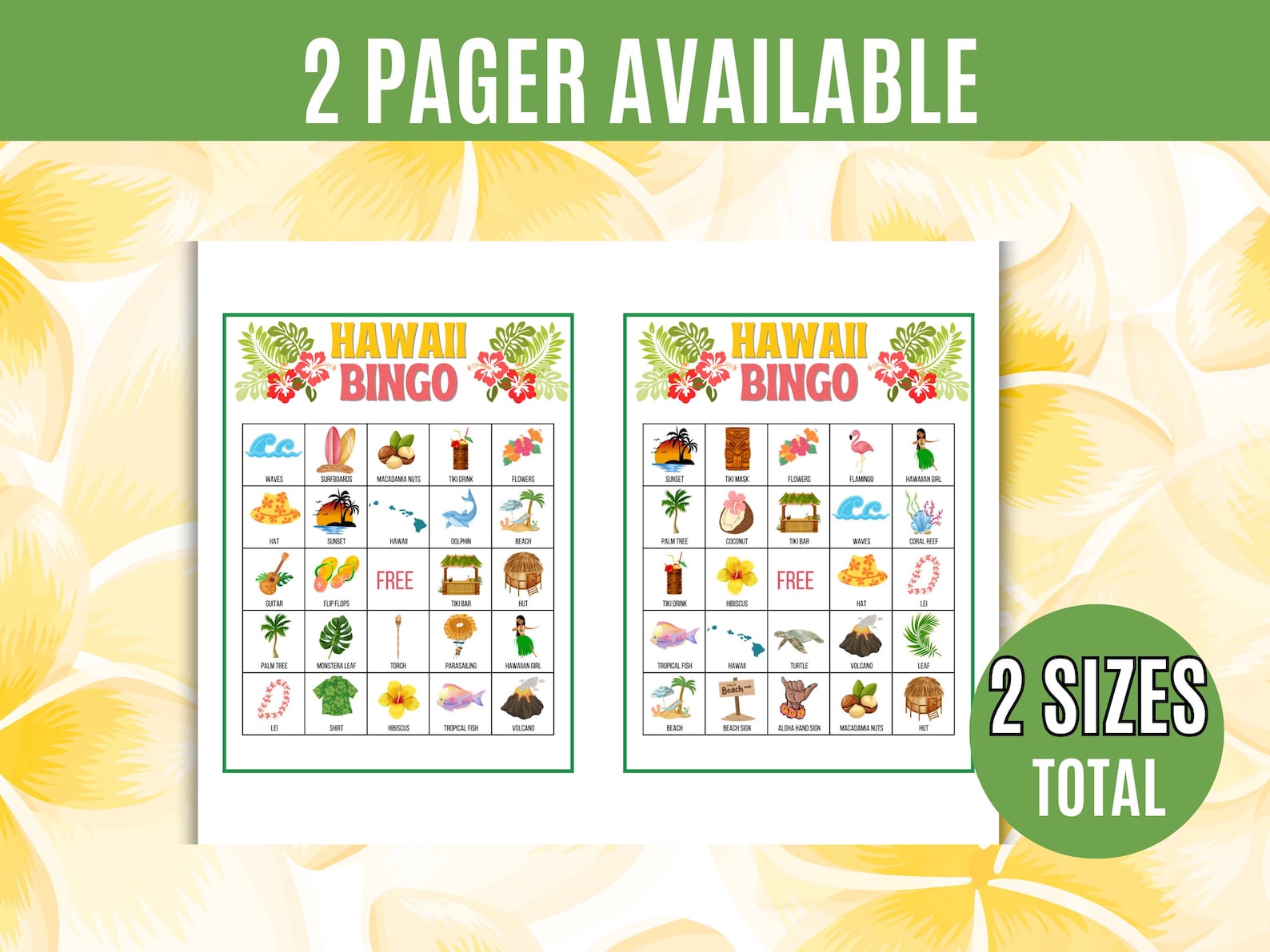 Hawaii Bingo, 75 Printable Luau Themed Bingo Cards, Luau Themed Kids ...