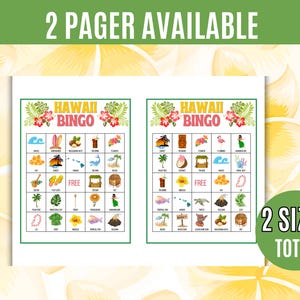 Hawaii Bingo, 75 Printable Luau Themed Bingo Cards, Luau Themed Kids ...