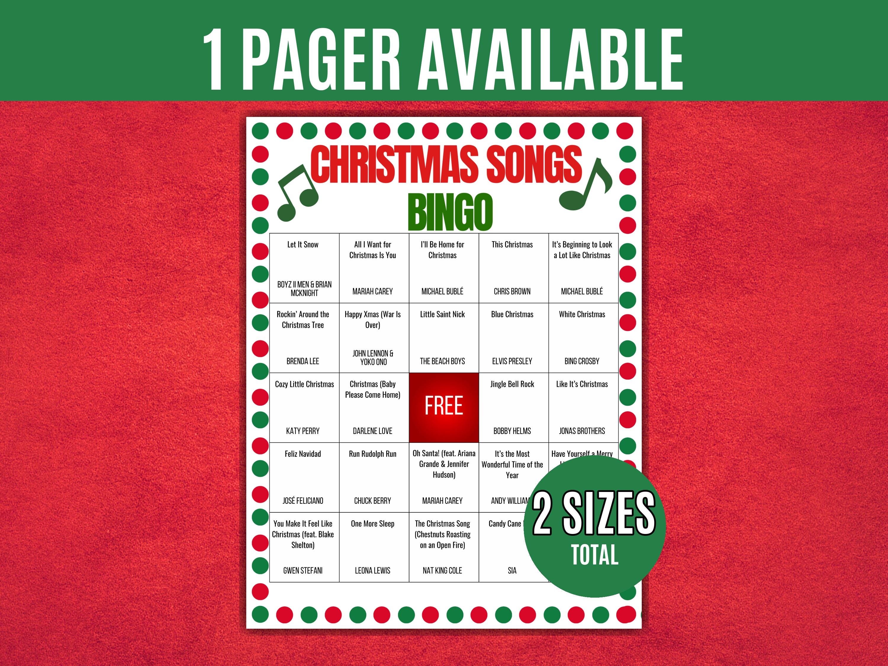 Christmas Song Bingo Printable, 50 Holiday Music Bingo Cards, Christmas ...