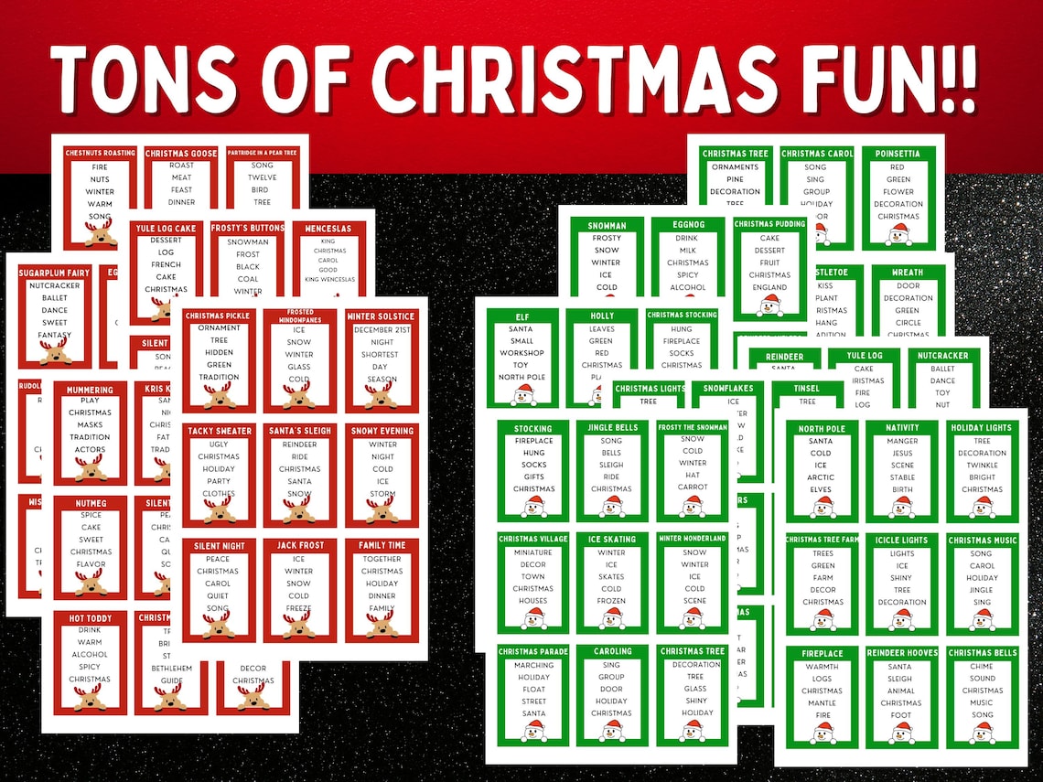 Christmas Taboo Word Game, Don't Say, Forbidden Words, Holiday Office ...
