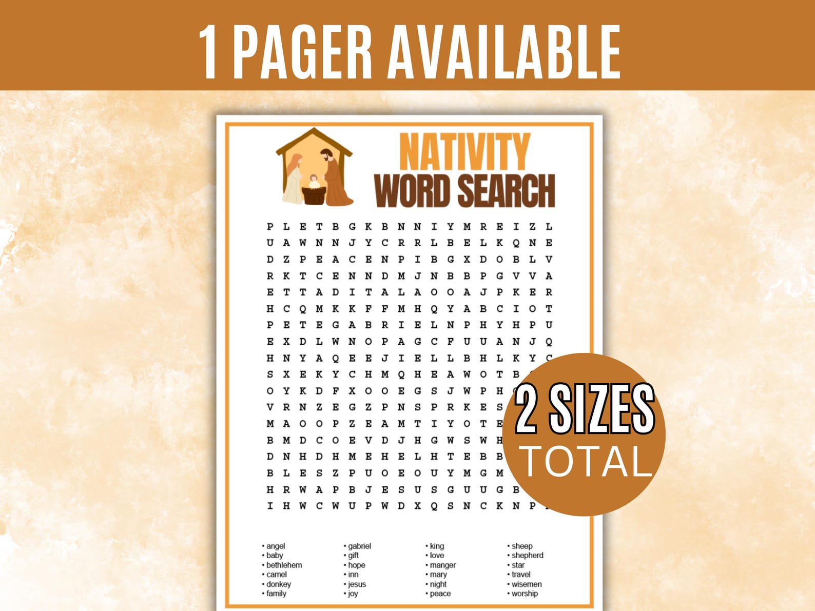 Nativity Word Search Puzzle, Christmas Nativity Activities, Printable ...