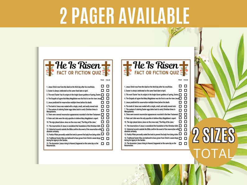 Easter Bible Trivia (instant Download) Resurrection Trivia, He is Risen ...