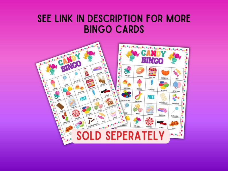Candy Bingo Printable, 75 Candy Bingo Cards, Sweet Treats Bingo, Candy ...