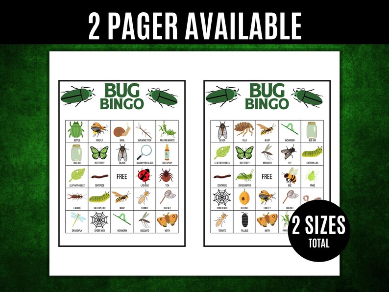 Bug Bingo Game: 50 Unique Printable Cards, Nature Activity (digital ...