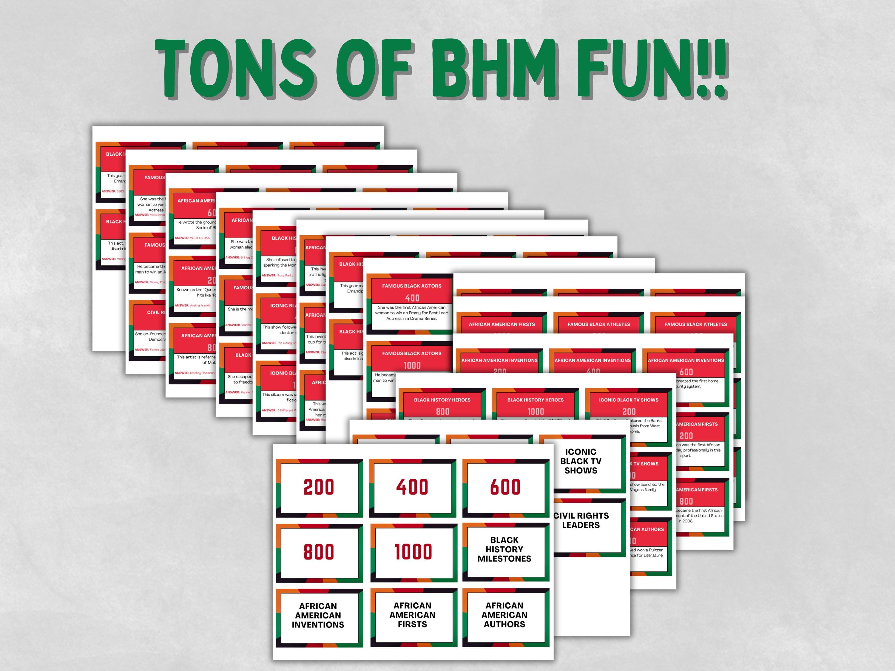 Black History Jeopardy Game, Printable Black History Trivia, Black ...