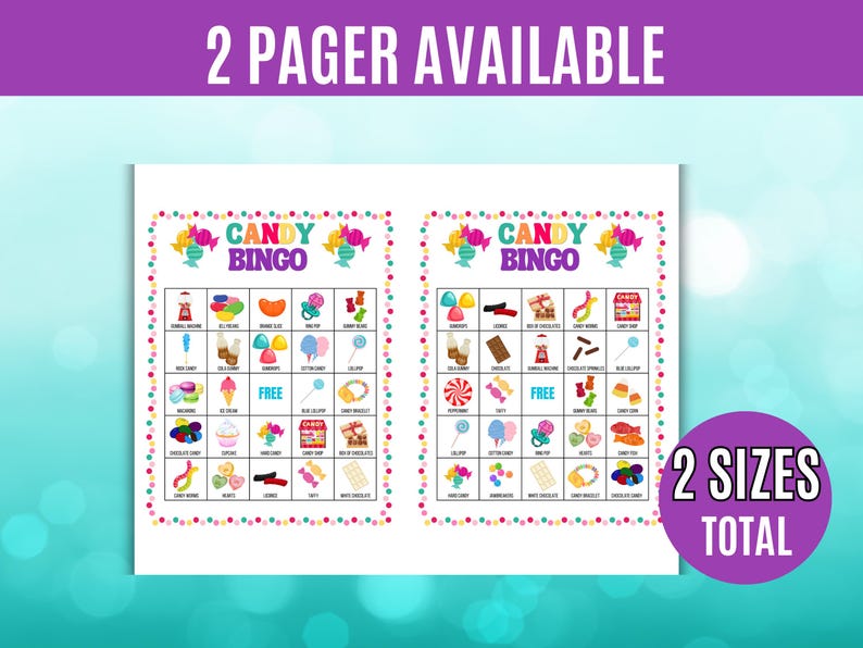 Candy Bingo, 50 Printable Candy Bingo Cards, Sweet Treats Bingo, Candy ...