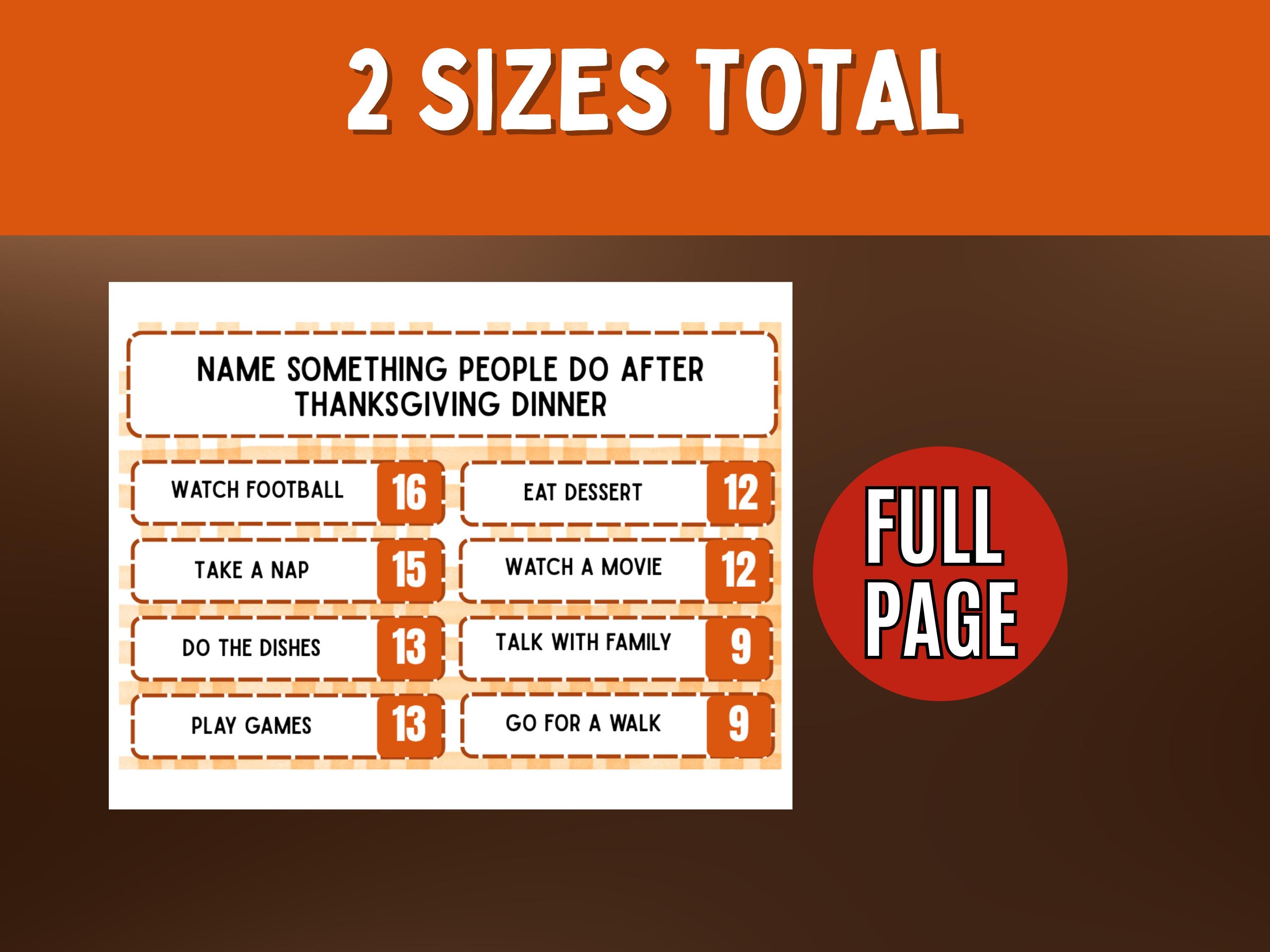 Thanksgiving Friendly Feud Game, Fall Family Feud Printable, Turkey Day ...