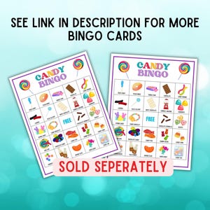 Candy Bingo, 75 Printable Candy Bingo Cards, Sweet Treats Bingo, Candy ...