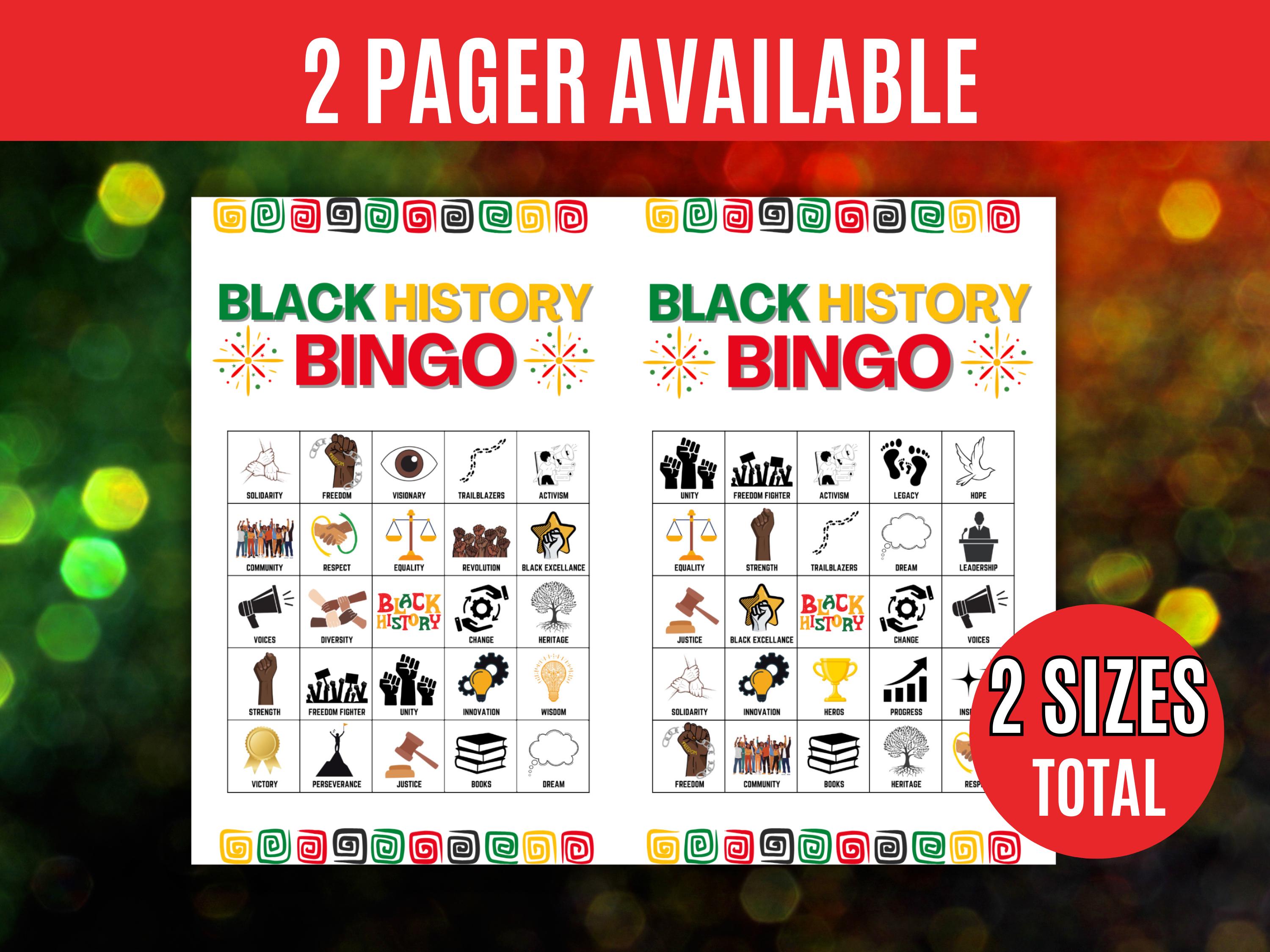 Black History Bingo, Black History Month Bingo Game, Educational ...
