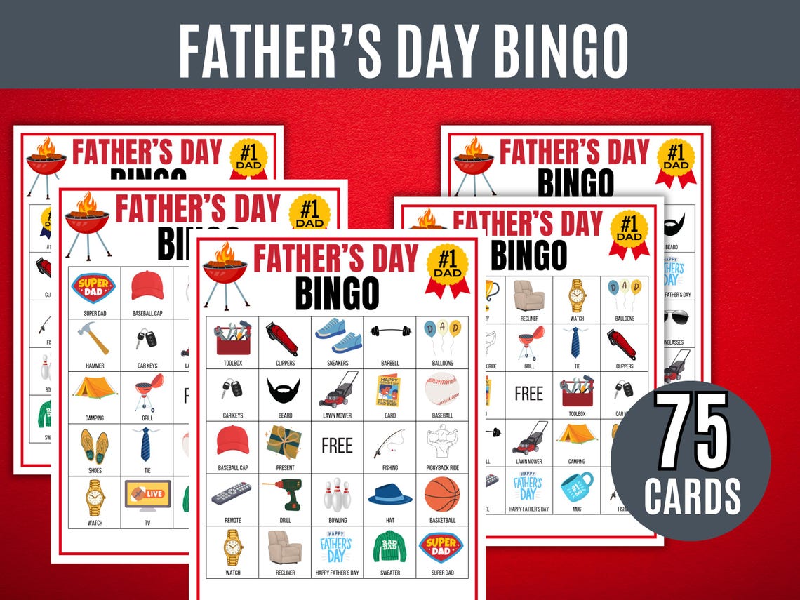 Father's Day Bingo Printable, 75 Father's Day Bingo Cards, Father's Day ...