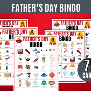 Father's Day Bingo Printable, 75 Father's Day Bingo Cards, Father's Day ...