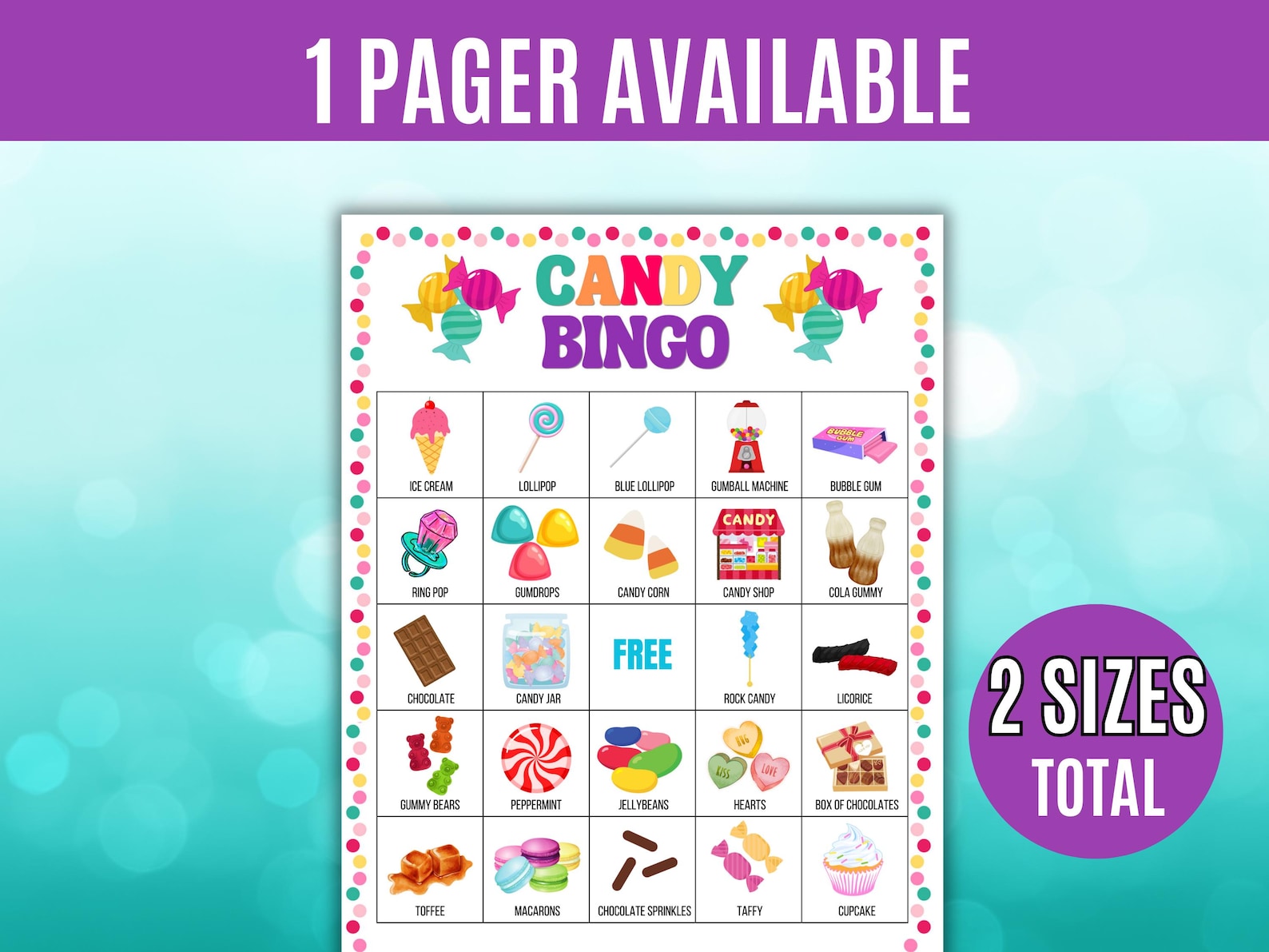 Candy Bingo, 75 Printable Candy Bingo Cards, Sweet Treats Bingo, Candy ...
