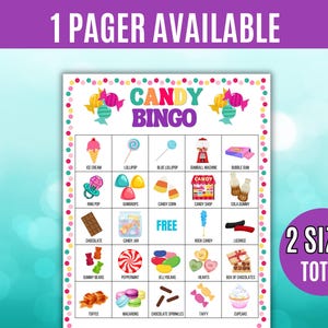 Candy Bingo, 75 Printable Candy Bingo Cards, Sweet Treats Bingo, Candy ...