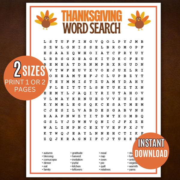 Thanksgiving Word Scramble - Etsy