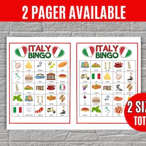 Italy Bingo, 50 Italy Vacation Travel Bingo Cards, Travel Bingo Game ...