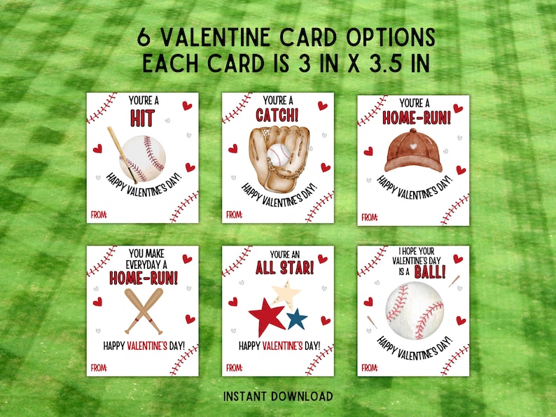 Baseball Valentines Day Cards, Kids Classroom Gift, Printable, Boy ...