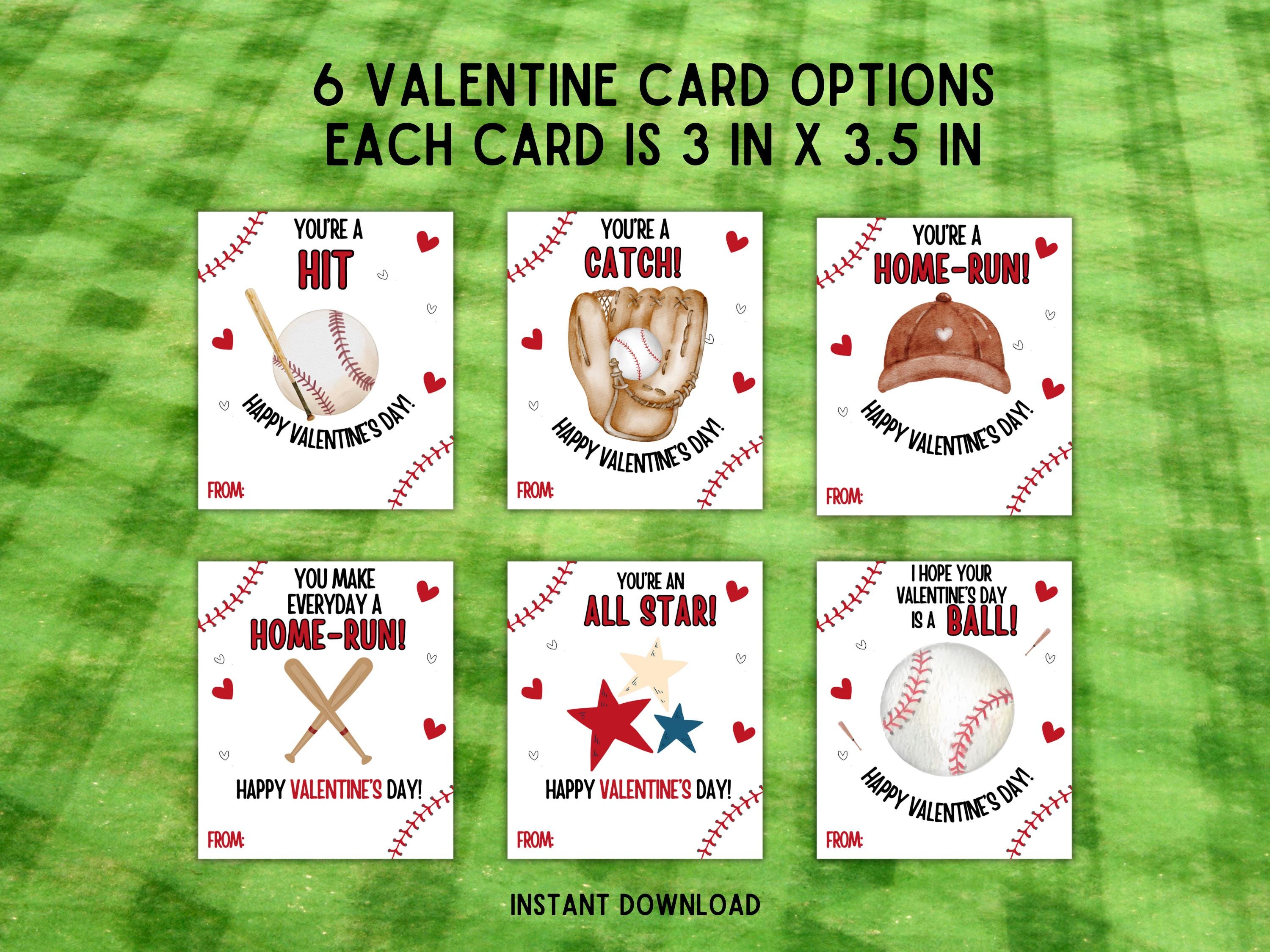 Baseball Valentines Day Cards, Kids Classroom Gift, Printable, Boy ...