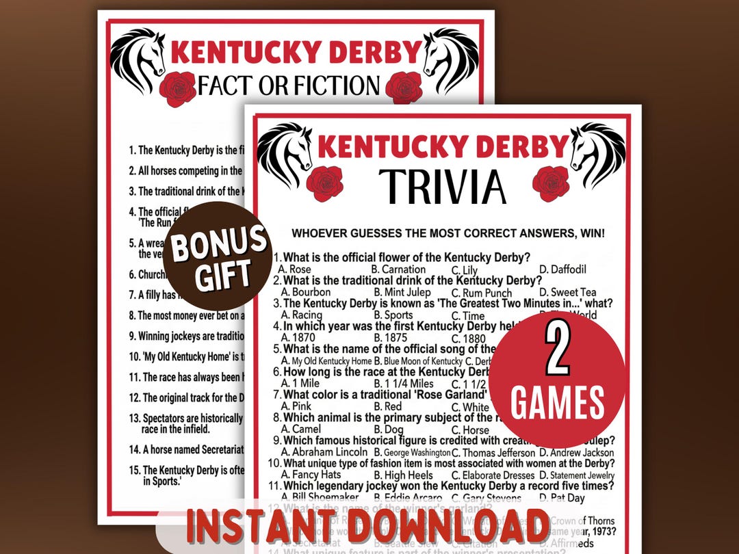 Kentucky Derby Game, Trivia Game, Kentucky Derby Activity Trivia Games ...
