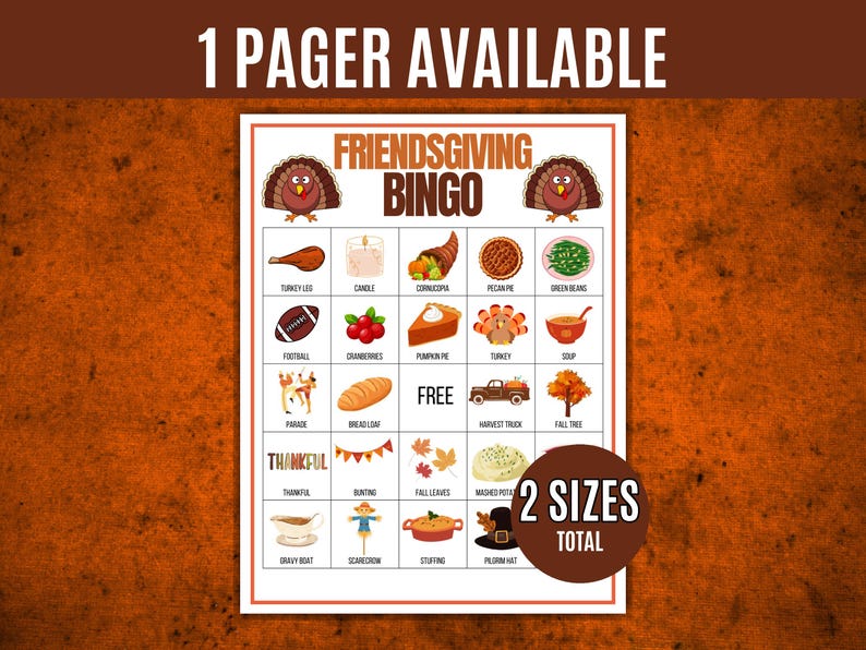 Friendsgiving Bingo, 50 Printable Bingo Cards, Thanksgiving Game, Fall ...