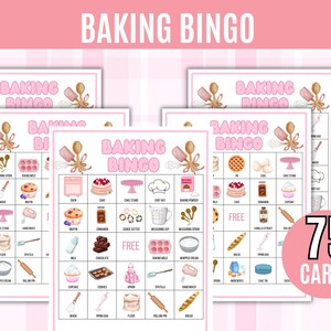 Baking Bingo, 75 Printable Baking Bingo Cards, Kids Printable, Baking ...