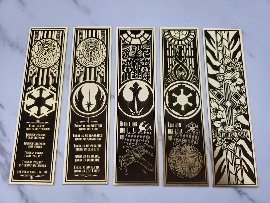 Brass Star Wars Inspired Bookmarks - Ahsoka, Jedi, Sith, Empire & Rebellion Designs Available - Etsy