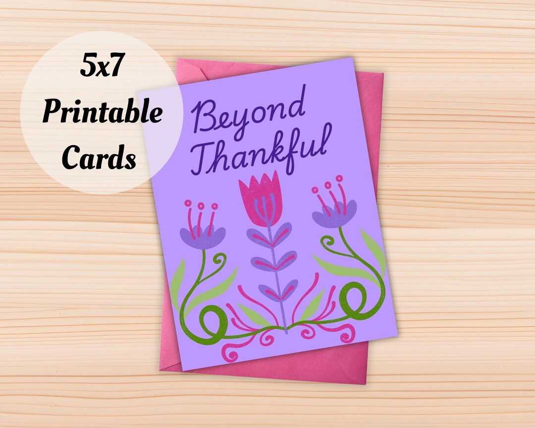 Printable Thank You Card Set, Colorful Appreciation Greeting Card ...