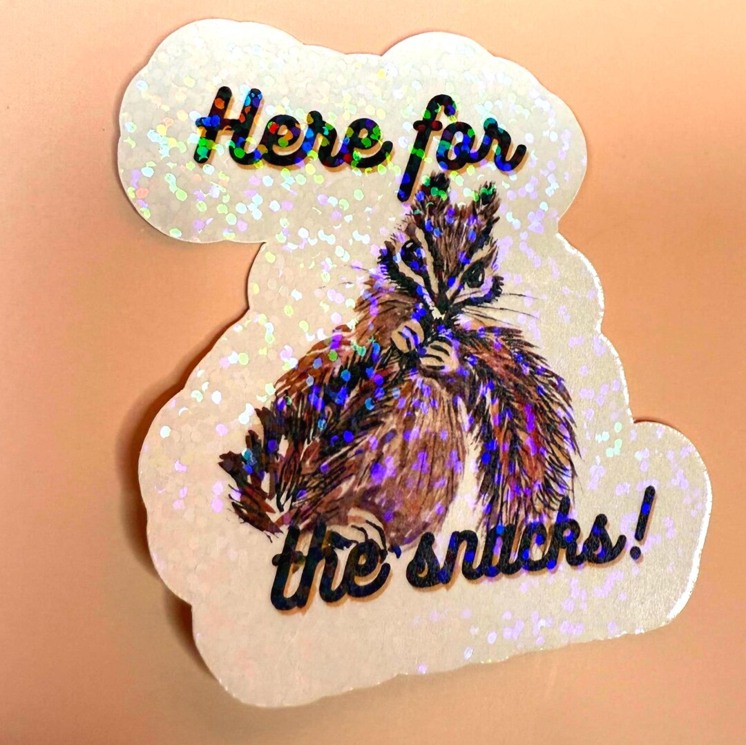 Chipmunk Sticker for Water Bottle, Here for Snacks Critter Sticker ...