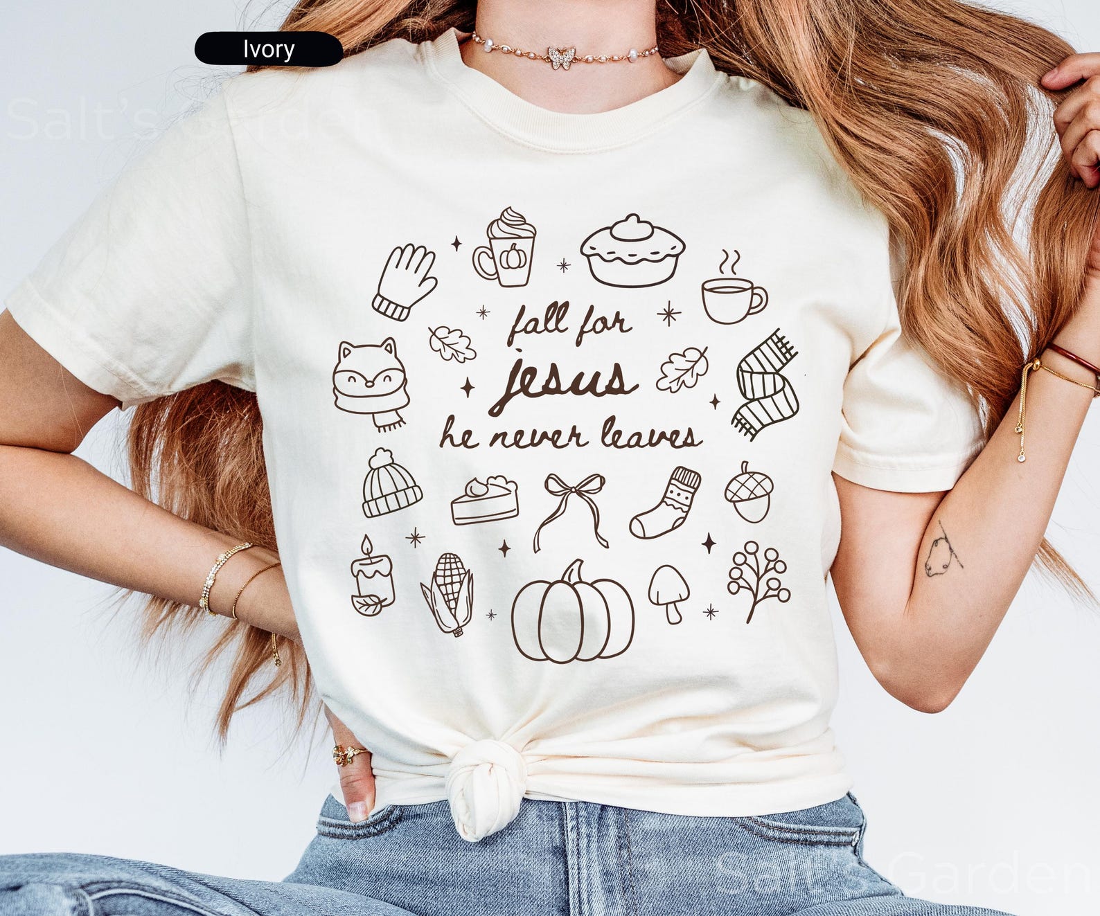 Doodle Fall Christian Shirt, Fall for Jesus Comfort Colors® Christian ...