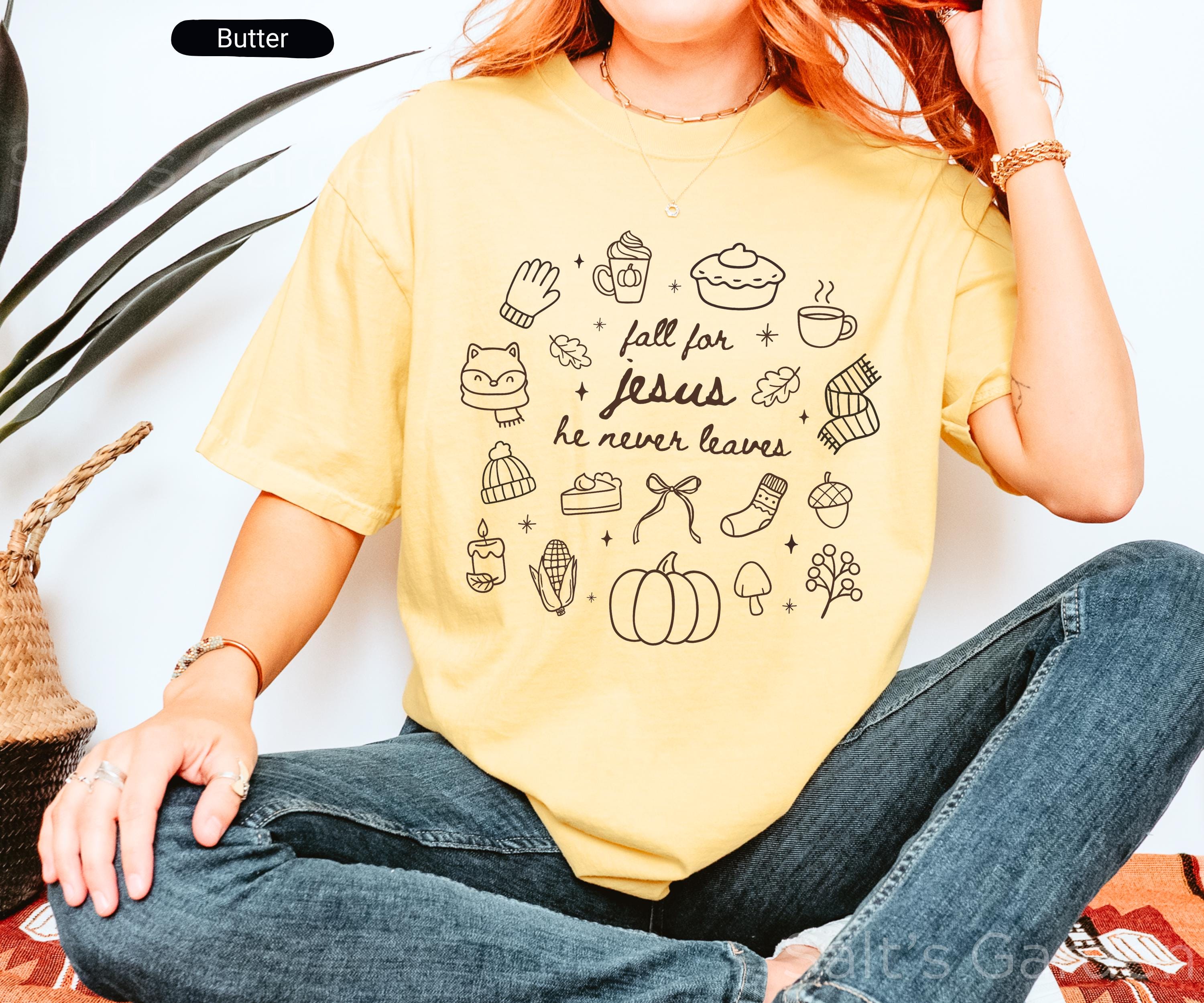 Doodle Fall Christian Shirt, Fall for Jesus Comfort Colors® Christian ...