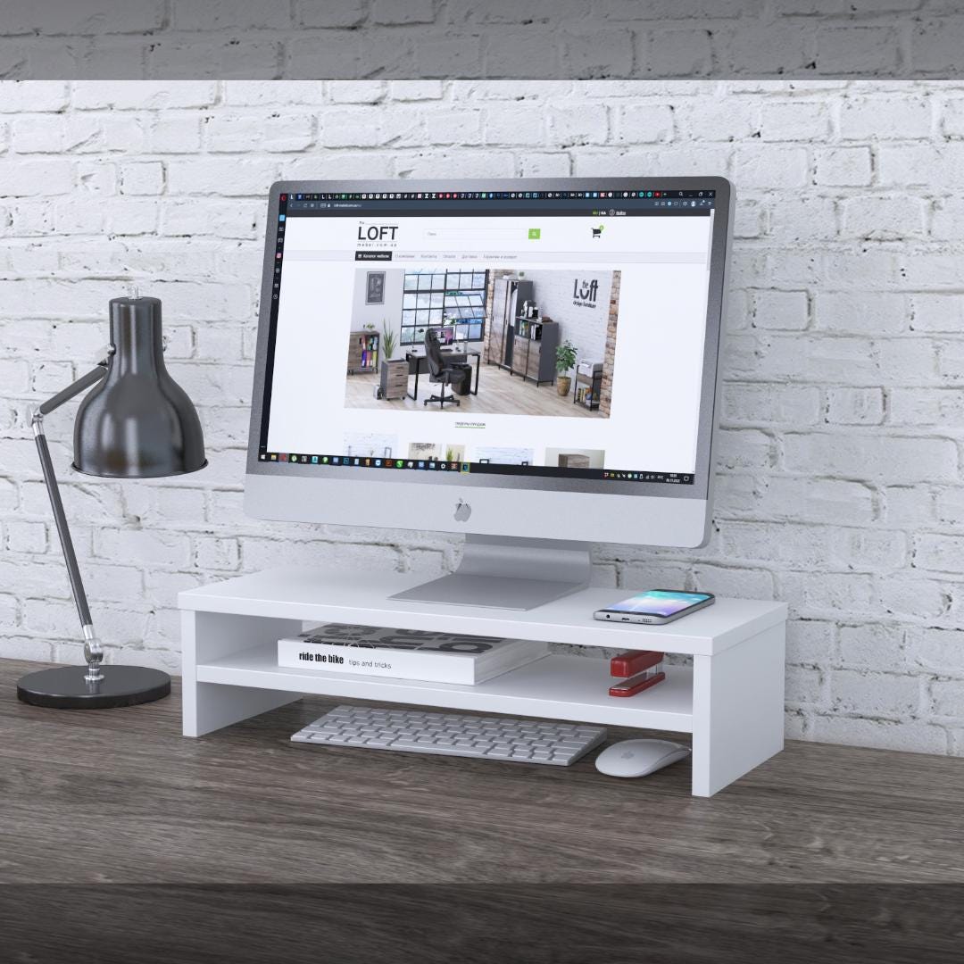 Wooden Monitor Stand – Ergonomic Loft Desk Riser - Etsy