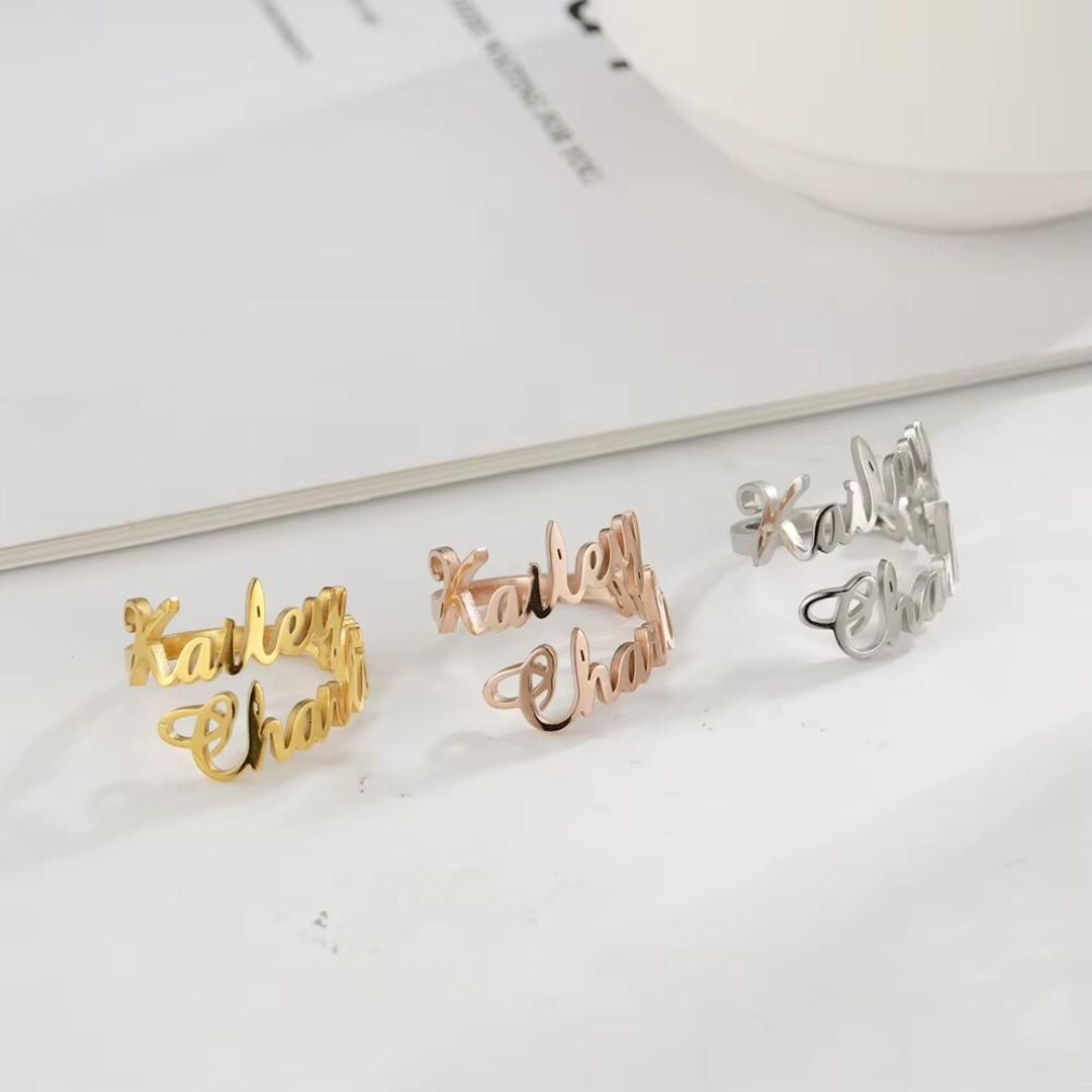 Double Name Finger Ring for Women and Men - Personalized Jewelry for ...