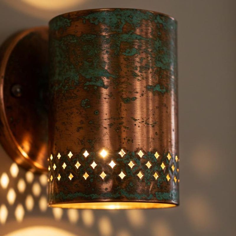 Green Patina Copper Sconces - Etsy