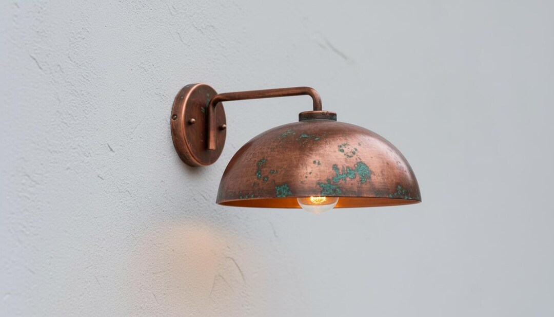 Copper Outdoor Wall Light Fixtures, Vintage Outdoor Copper Green Patina ...