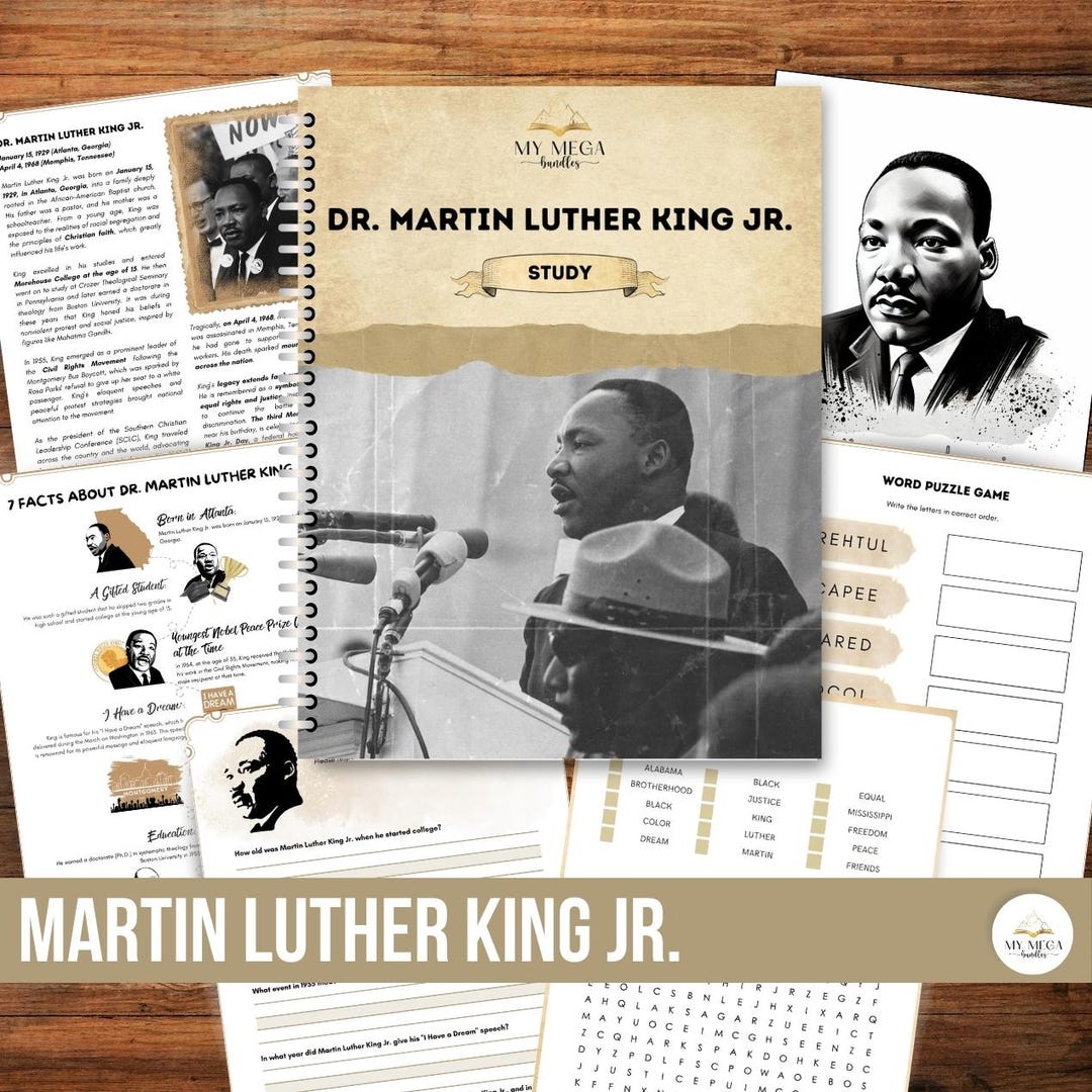 Martin Luther King Jr. Printable Study Pack: Biography, Timeline (PDF ...